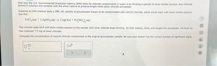 Solved calculate the concentration of iron (II) chloride | Chegg.com