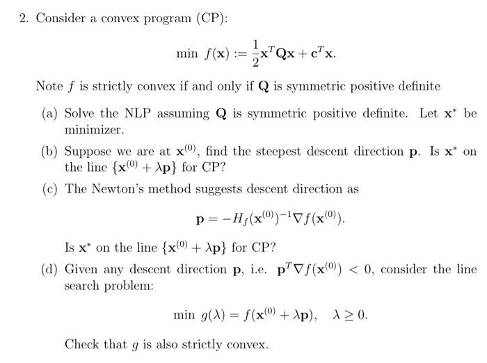 2. Consider a convex program (CP): | Chegg.com