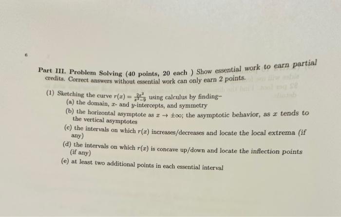 Part III. Problem Solving (40 points, 20 each ) Show | Chegg.com