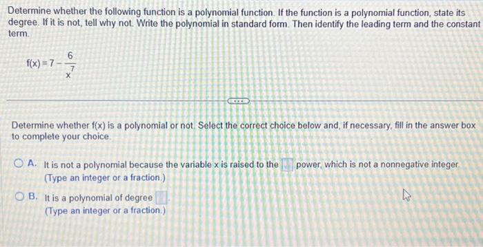 Solved Determine whether the following function is a | Chegg.com