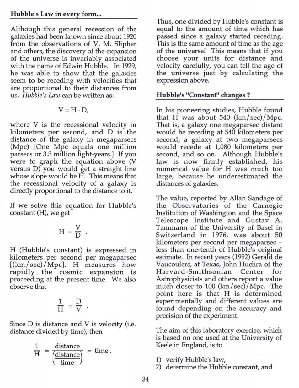 A8 HUBBLE'S LAW & THE EXPANSION OF THE UNIVERSE | Chegg.com