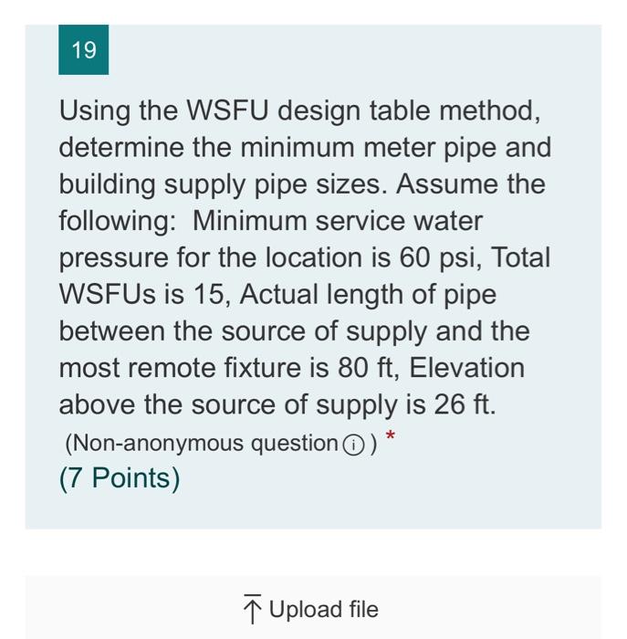 19 Using The Wsfu Design Table Method Determine The