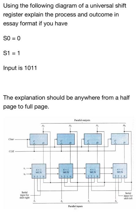 Solved Using the following diagram of a universal shift | Chegg.com