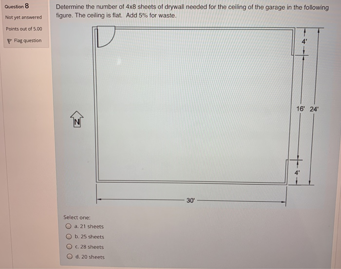 Solved Determine the number of 4x8 sheets of drywall needed | Chegg.com