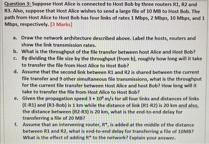 Solved Question 3: Suppose Host Alice is connected to Host | Chegg.com