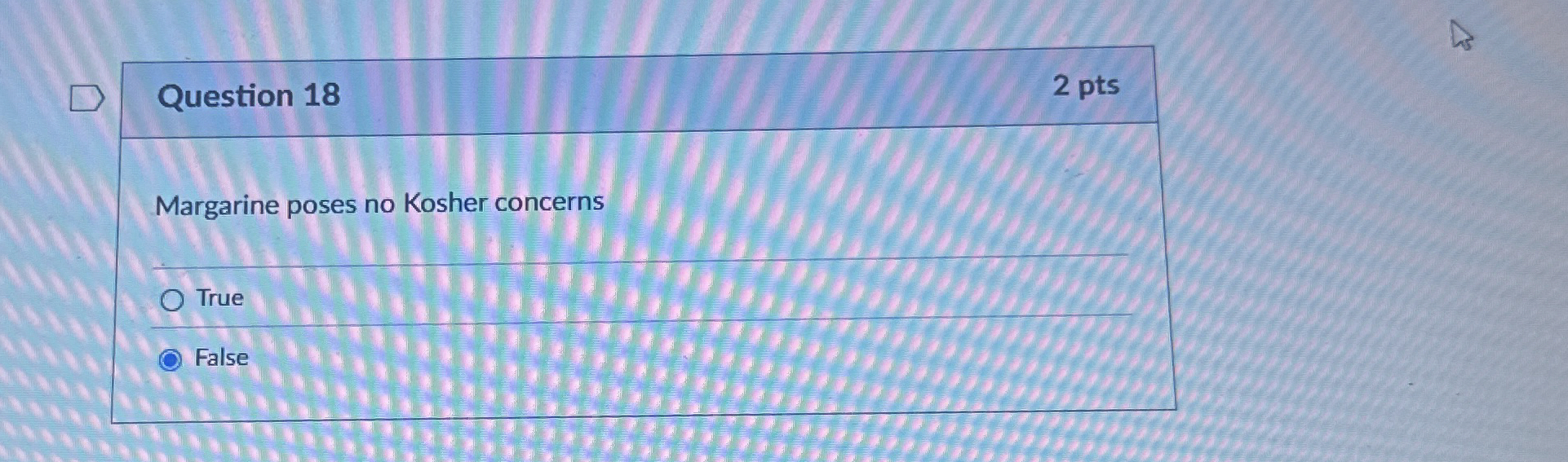 Solved Question 182 ﻿ptsMargarine poses no Kosher concerns | Chegg.com