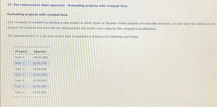 Solved 13. The replacement chain approach - Evaluating | Chegg.com