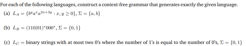 Solved For each of the following languages, construct a | Chegg.com