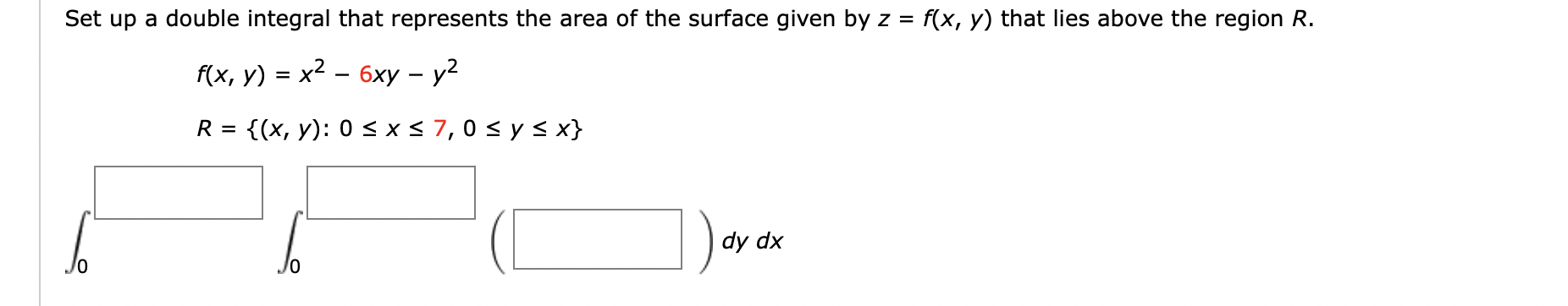 Solved Set up a double integral that represents the area of | Chegg.com