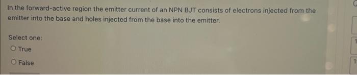 Solved In the forward-active region the emitter current of | Chegg.com