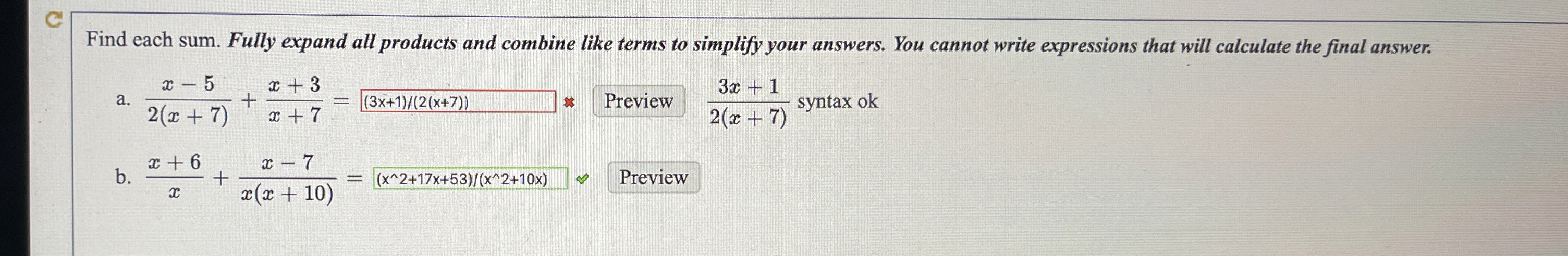 Solved Find each sum. Fully expand all products and combine | Chegg.com
