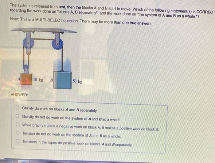 Solved The system is released from rest, then the blocks A | Chegg.com