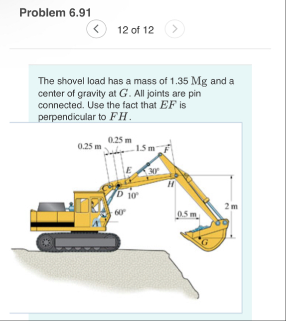 Solved Problem 6.9112 of 12The shovel load has a mass of | Chegg.com Solved Problem 6.9112 of 12The shovel load has a mass of | Chegg.com