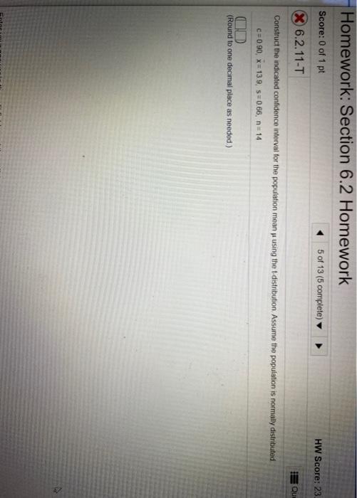 Solved Homework Section 6 2 Homework Score 0 Of 1 Pt 5 Of