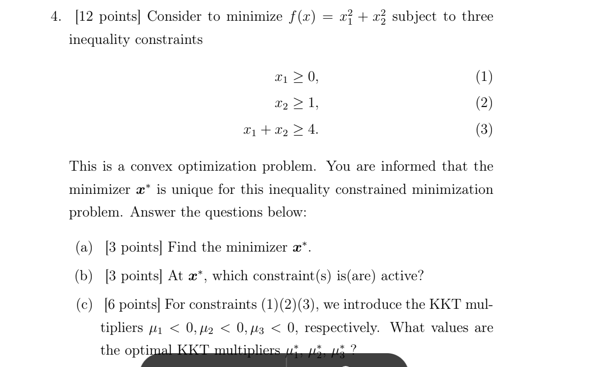 Solved [12 ﻿points] ﻿Consider toThis is a convex | Chegg.com