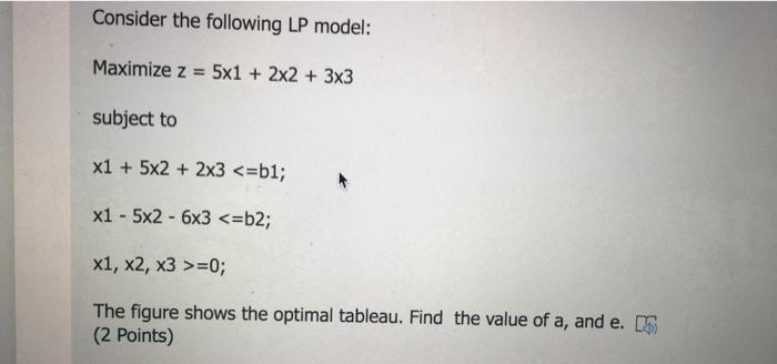 Solved Consider the following LP model: Maximize z = 5x1 + | Chegg.com