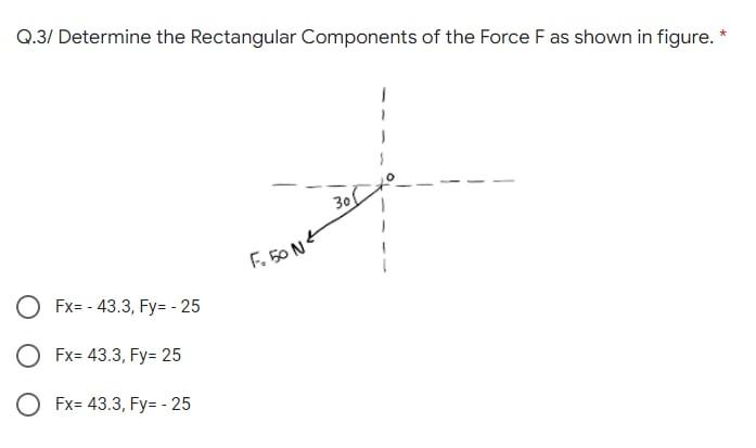 Solved Q.1 Determine the Rectangular Components of the Force | Chegg.com