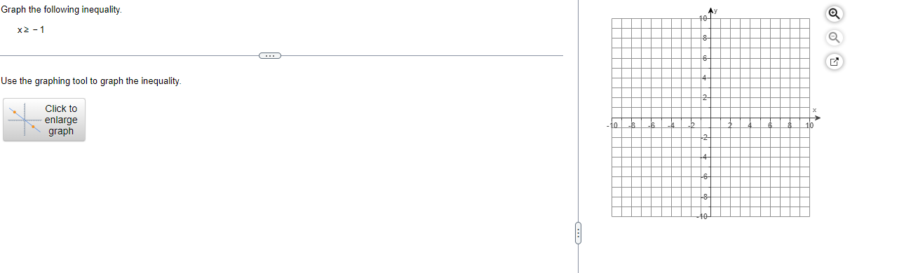 Solved Graph the following inequality.x≥-1Use the graphing | Chegg.com