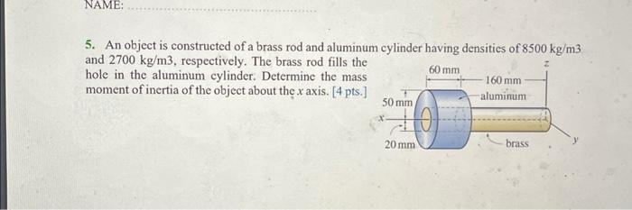 Solved NAME: 5. An object is constructed of a brass rod and | Chegg.com