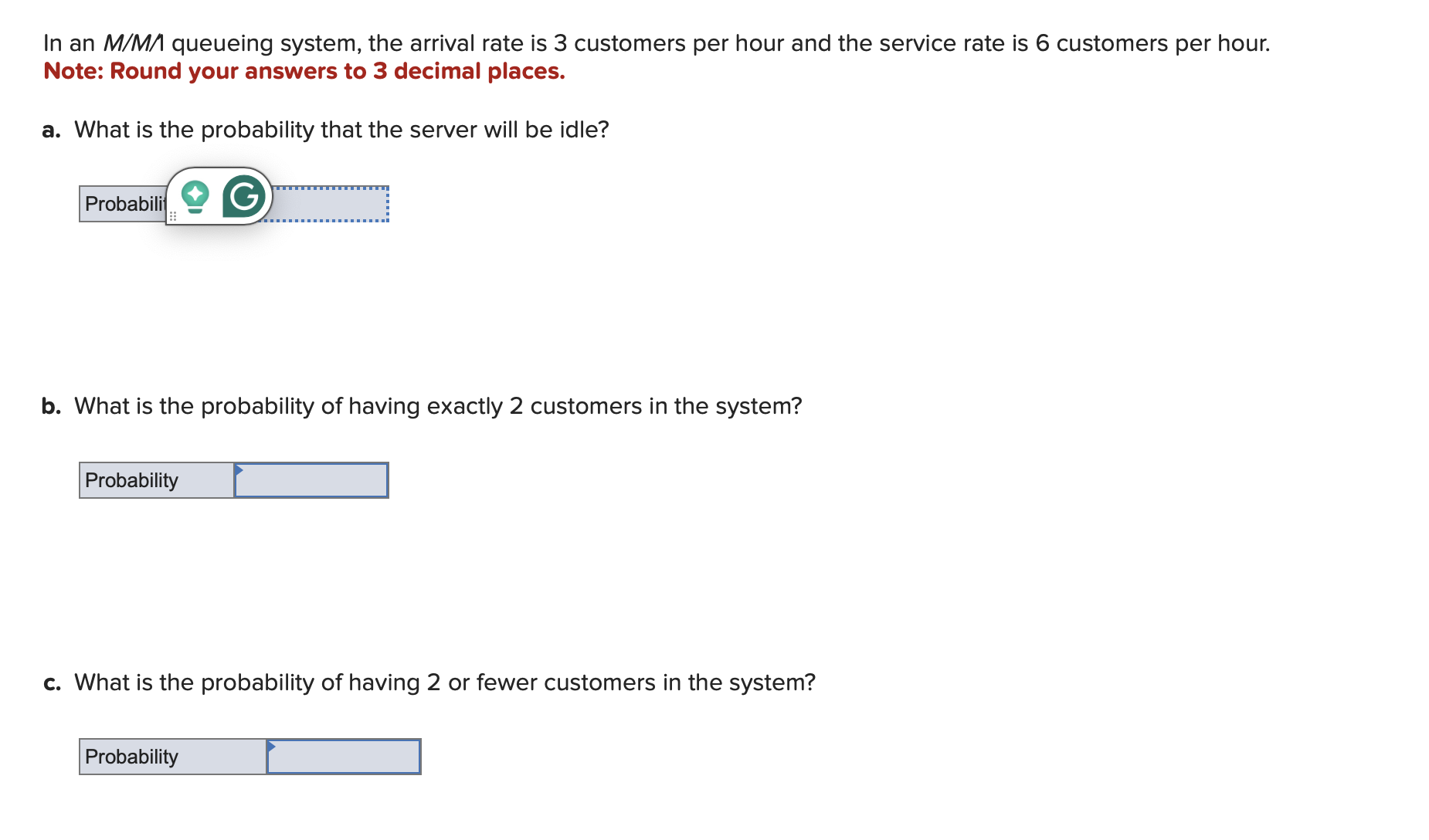 Solved In an MM?? ﻿queueing system, the arrival rate is 3 | Chegg.com