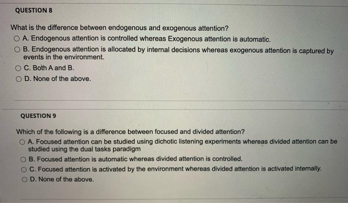 Solved QUESTION 8 What is the difference between endogenous | Chegg.com
