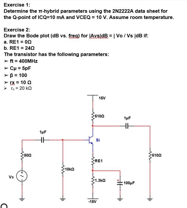 Solved Exercise 1: Determine the π-hybrid parameters using | Chegg.com