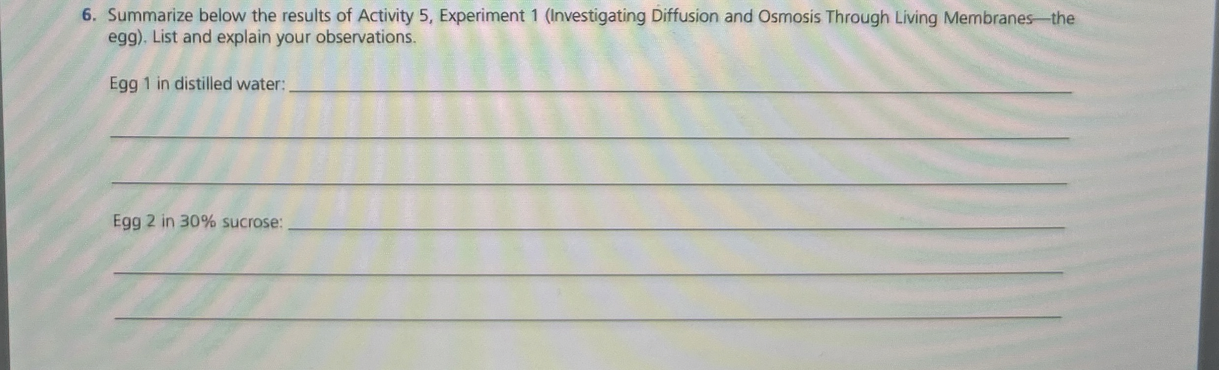 Solved Summarize below the results of Activity 5, | Chegg.com