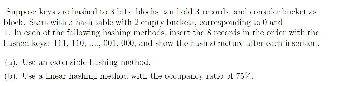 Solved Suppose Keys Are Hashed To 3 ﻿bits Blocks Can Hold 3