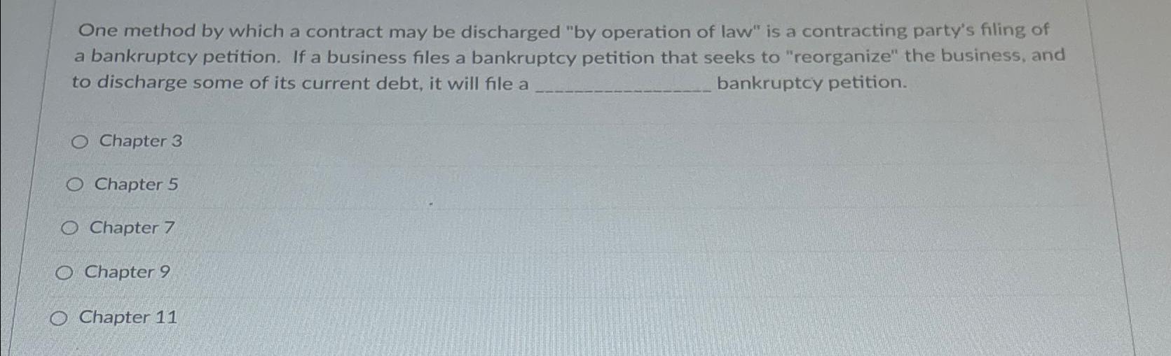 Solved One method by which a contract may be discharged "by | Chegg.com