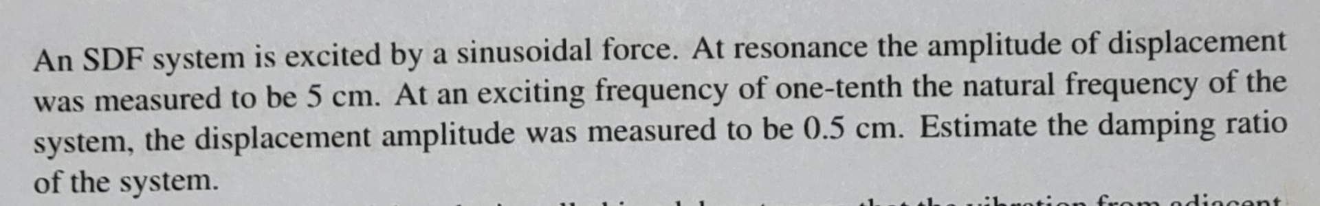 Solved An SDF system is excited by a sinusoidal force. At | Chegg.com