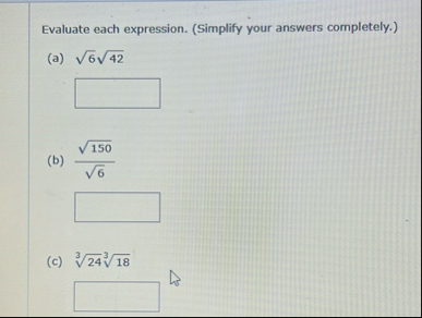 Solved Evaluate each expression. (Simplify your answers | Chegg.com
