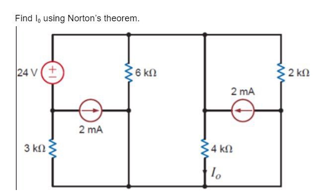 Find I0 ﻿using Norton's theorem. (Subject: | Chegg.com