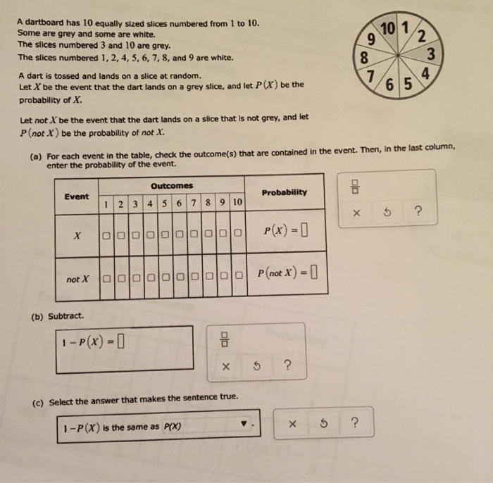 Solved A dartboard has 10 equally sized slices numbered from | Chegg.com