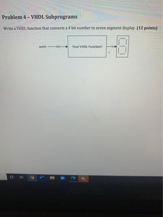 Solved Problem 4 Vhdl Subprograms Write A Vhdl Function 4617