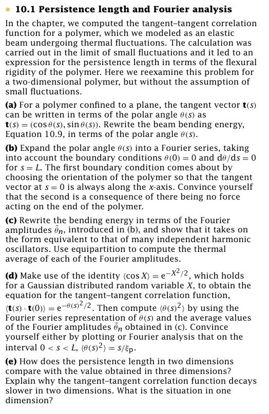 Solved 10.1 ﻿Persistence length and Fourier analysisIn the | Chegg.com