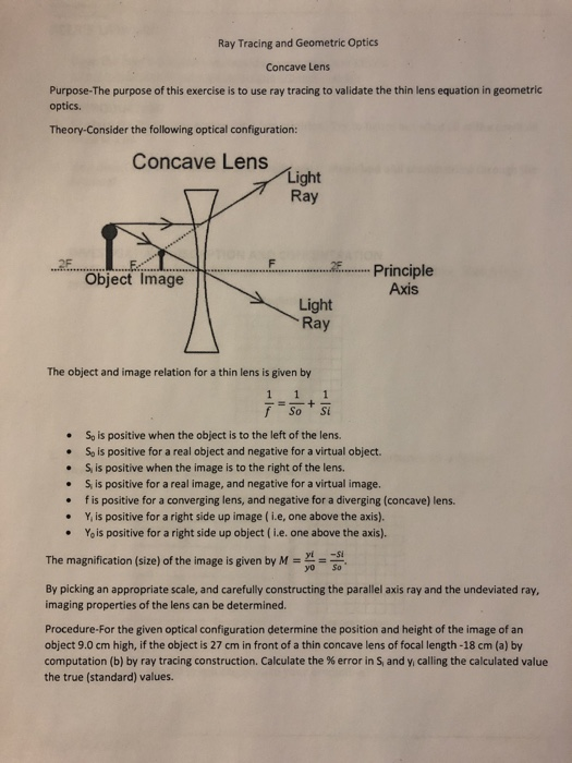 Solved Ray Tracing and Geometric Optics Concave Lens | Chegg.com