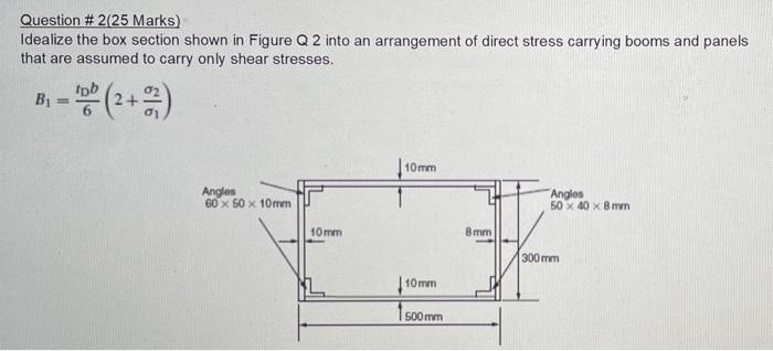 Solved Question # 2/25 Marks) Idealize the box section shown | Chegg.com