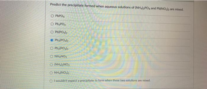Solved Predict the precipitate formed when aqueous solutions | Chegg.com