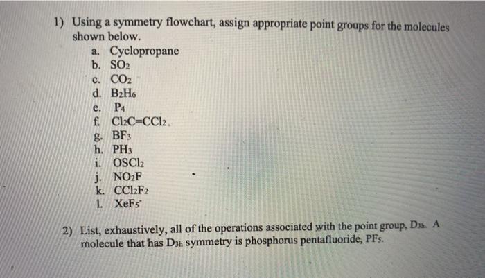 Solved 1) Using a symmetry flowchart, assign appropriate | Chegg.com
