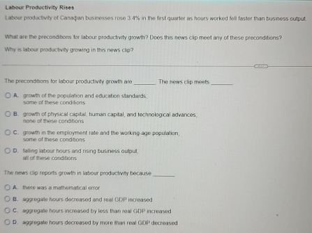 Solved Labour Productivity RisesLabour productivty of | Chegg.com