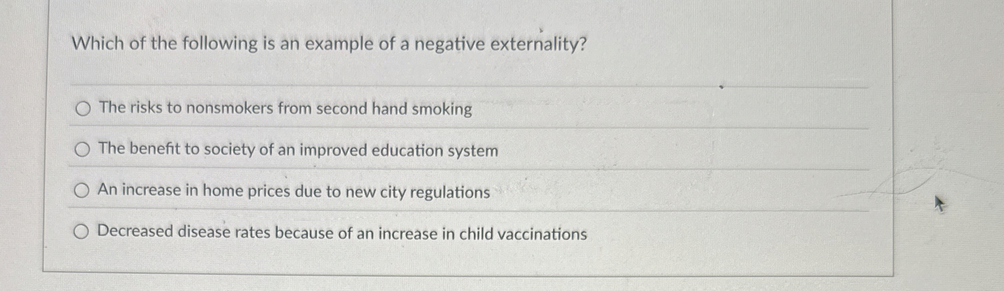 Solved Which of the following is an example of a negative | Chegg.com