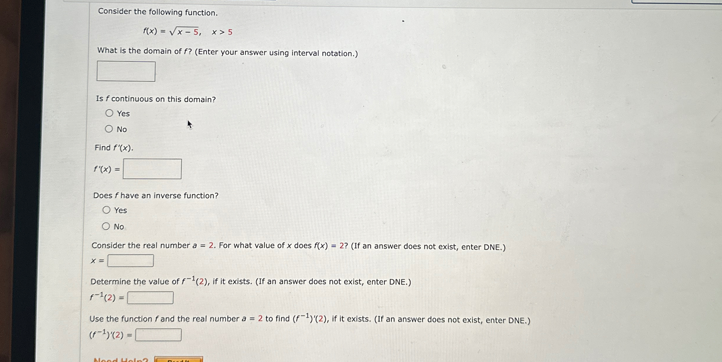 Solved Consider the following function.f(x)=x-52,x>5What is | Chegg.com