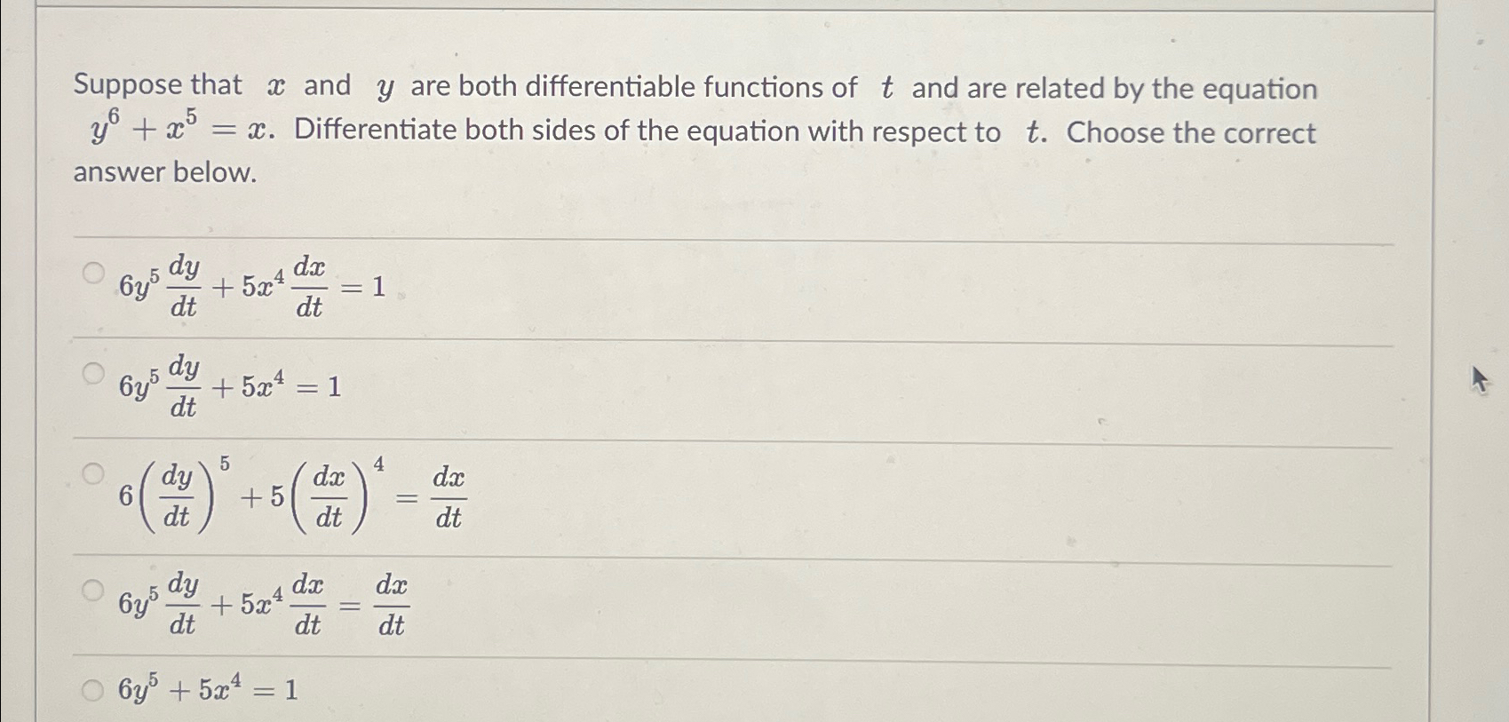 Solved Suppose that x ﻿and y ﻿are both differentiable | Chegg.com