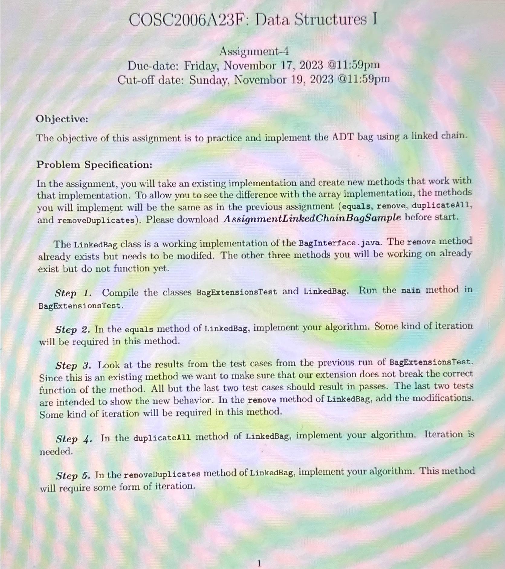 Solved COSC2006A23F: Data Structures IAssignment-4Due-date: | Chegg.com