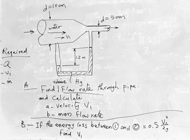 Solved 1-Find flow rate through a pipe and calculate | Chegg.com