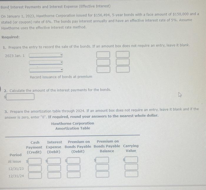 Solved Bond Interest Payments and Interest Expense | Chegg.com