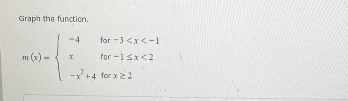 Solved Graph the function. m(x)=⎩⎨⎧−4x−x2+4 for −3 | Chegg.com