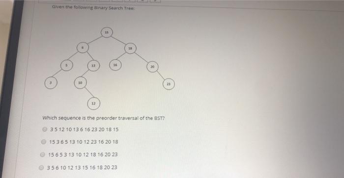 Solved Given the following Binary Search Tree 13 16 10 12 | Chegg.com