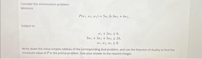 Solved Consider the minimization problem: Minimize | Chegg.com