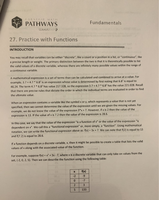 Solved CARNEGIE MATH Fundamentals PATHWAYS WestEd 27. | Chegg.com